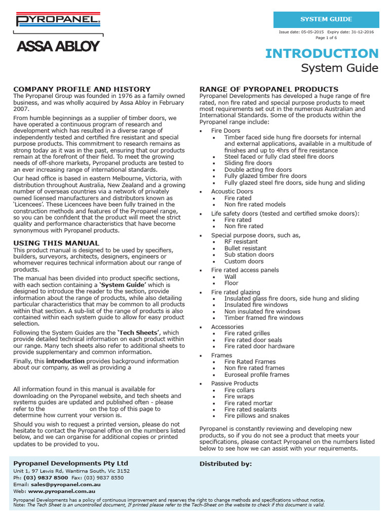 Full Pyropanel Catalogue | PDF | Door | Wall