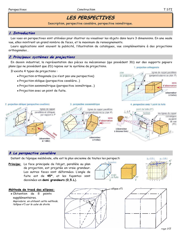 Cours Perspectives - Eleve | PDF | Perspective (représentation ...