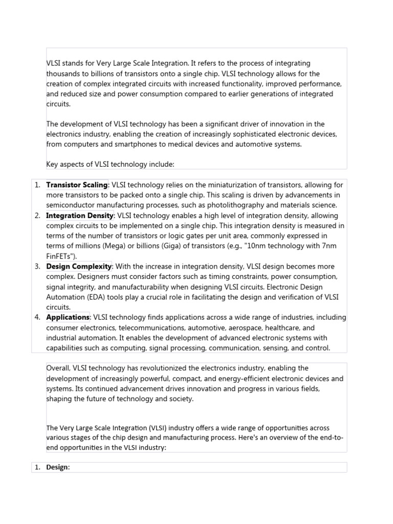 The Very Large Scale Integration | PDF | Integrated Circuit ...