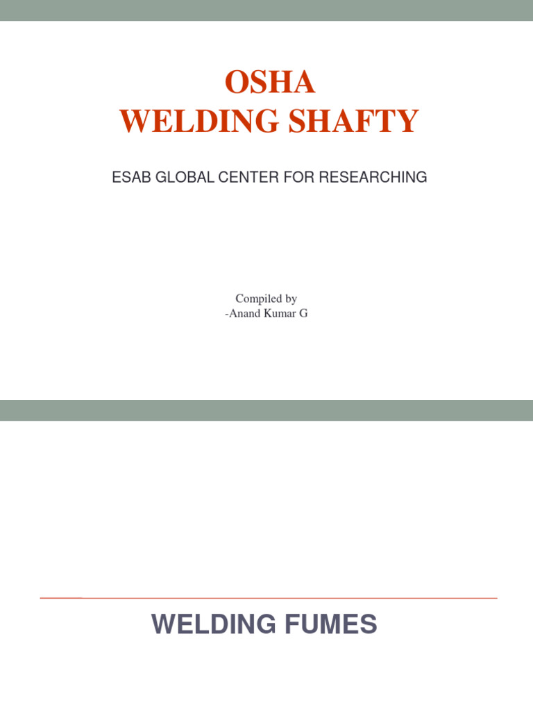 OSHA Standard For Welding Fumes Safty | PDF | Welding | Construction