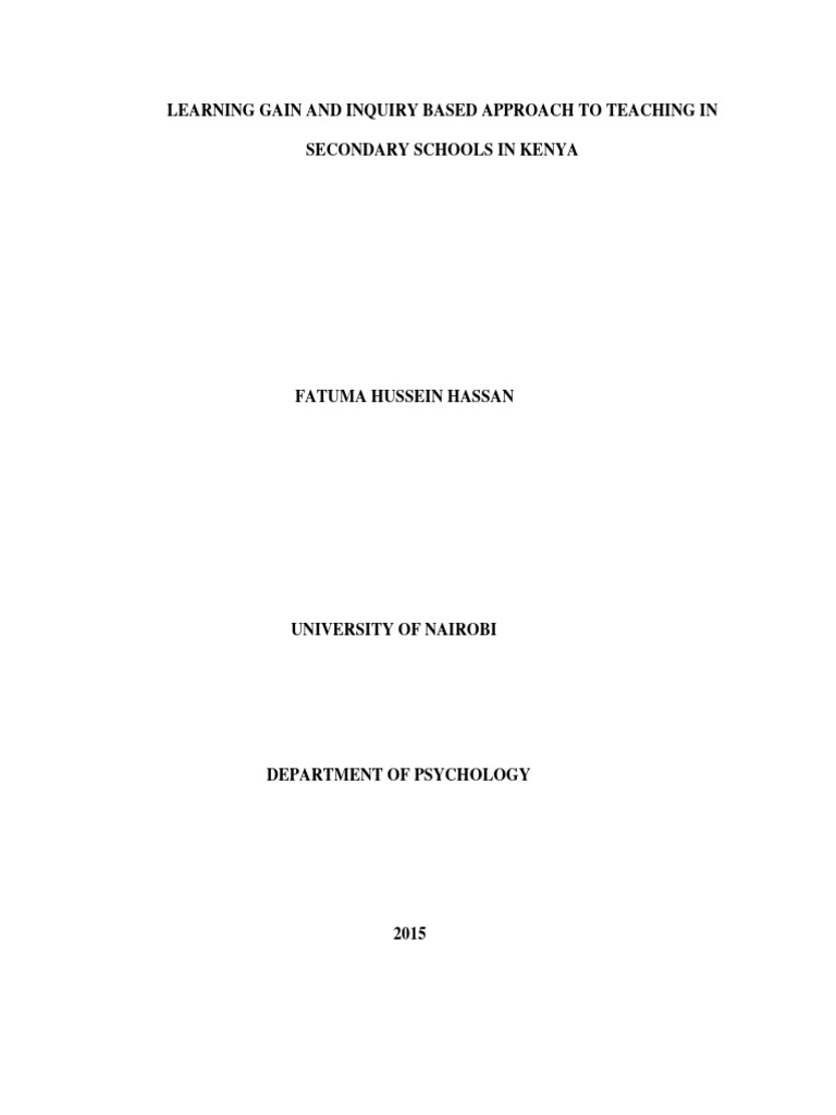 Fatuma - Learning Gain and Inquiry Based Approach To Teaching in Secondary Schools in Kenya PDF ...
