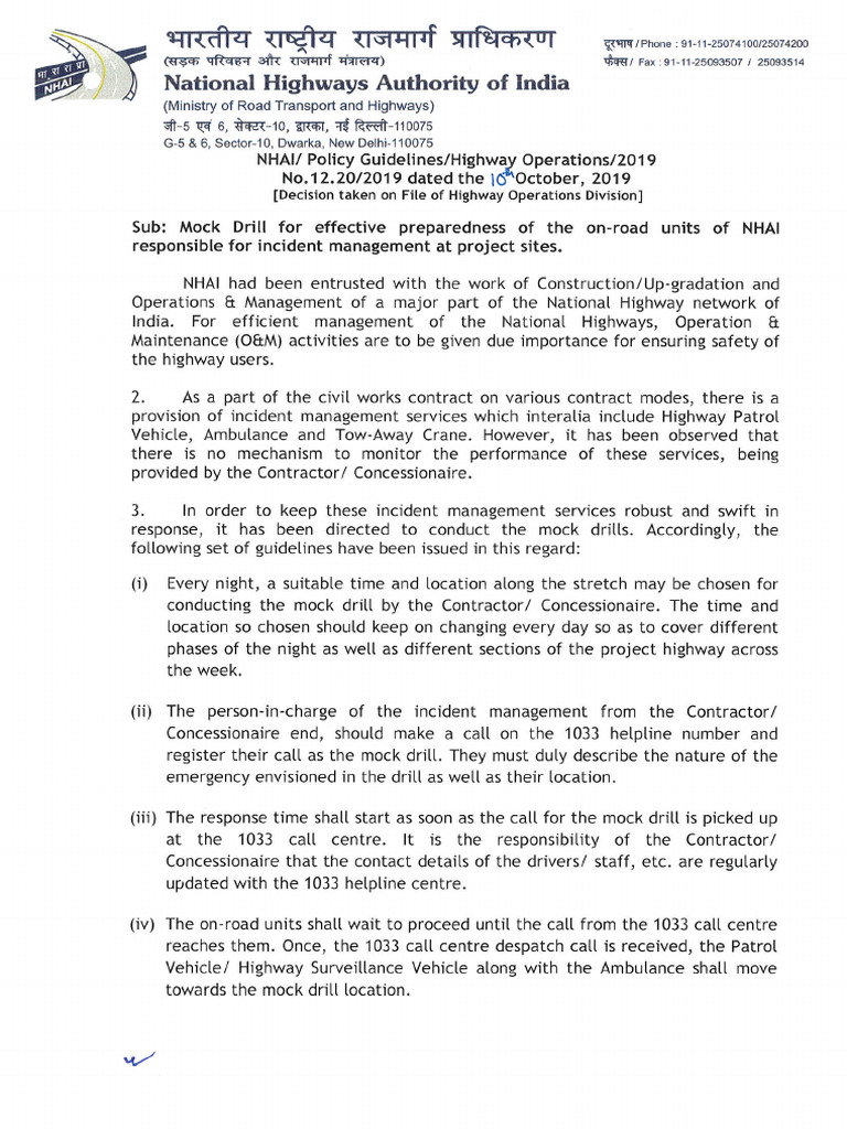 Mock Drill Circular No. 12 | PDF