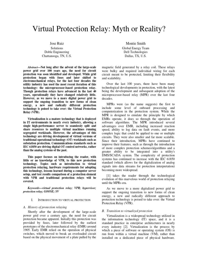 (Protectio&Control) (Jose Ruiz, Montie Smith - DOBLE DELL) - Virtual Protection Relay - Myth or ...