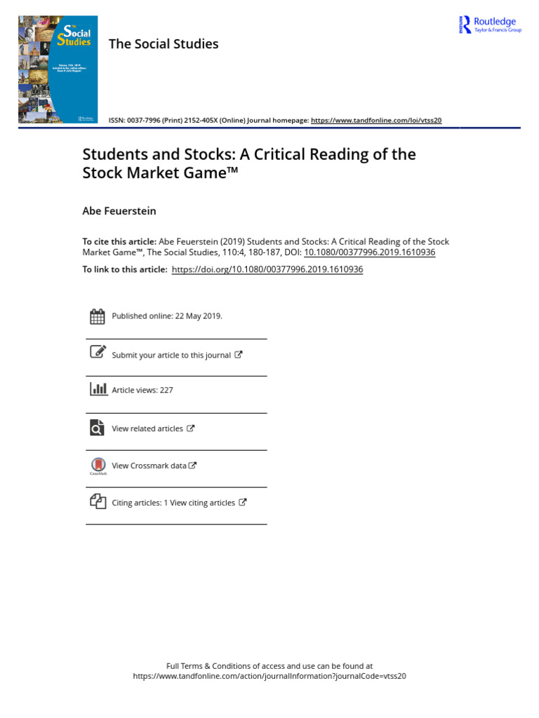 Students and Stocks A Critical Reading of The Stock Market Game | PDF ...