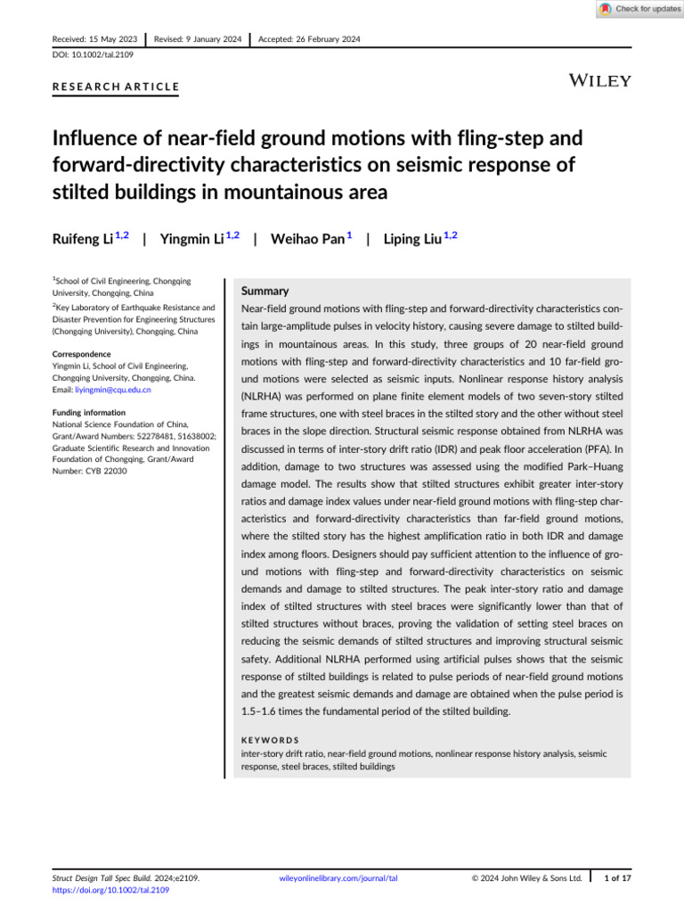 Structural Design Tall Build - 2024 - Li - Influence of Near Field ...