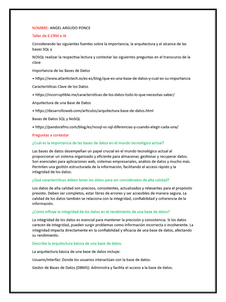 Bases de Datos CRM | PDF | Bases de datos | No Sql Bases de Datos CRM | PDF | Bases de datos | No Sql