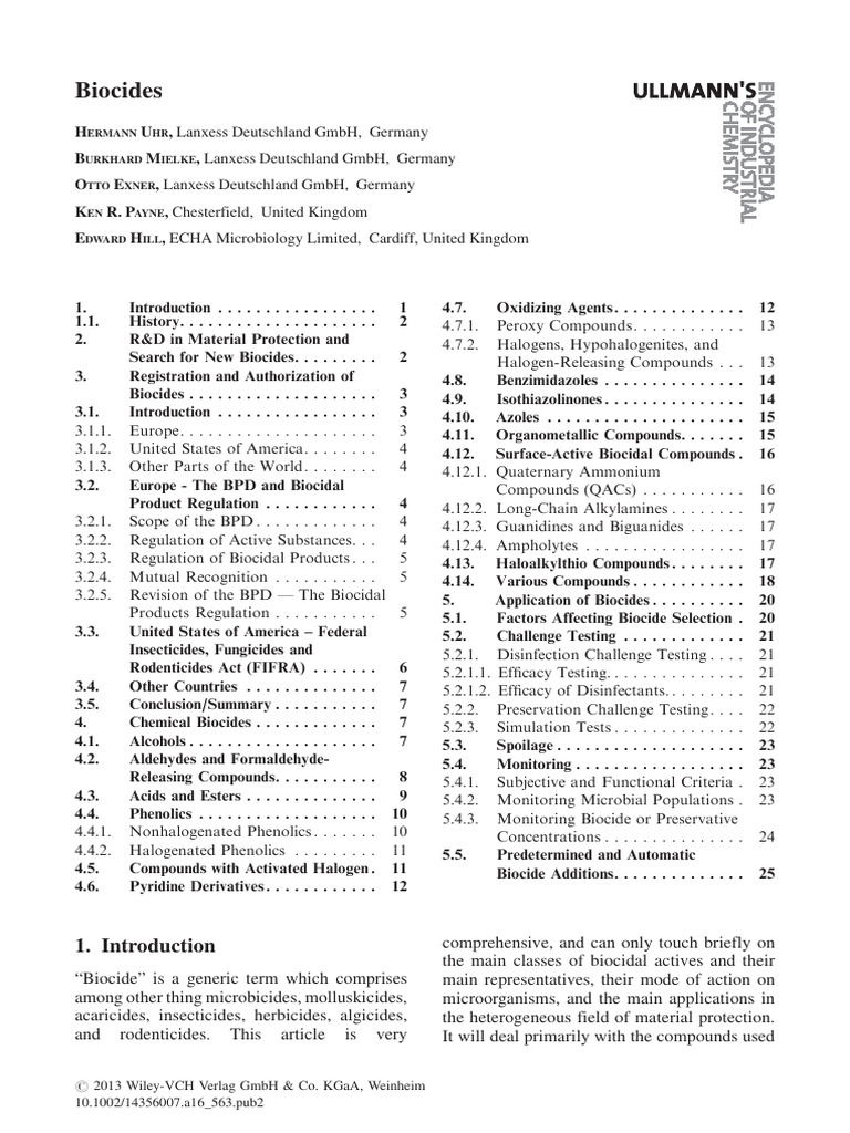 Fdocuments - in Ullmanns Encyclopedia of Industrial Chemistry Biocides ...