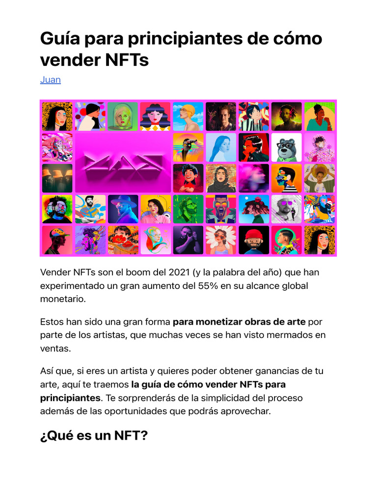 Guía para Principiantes de Cómo Vender NFTs | PDF