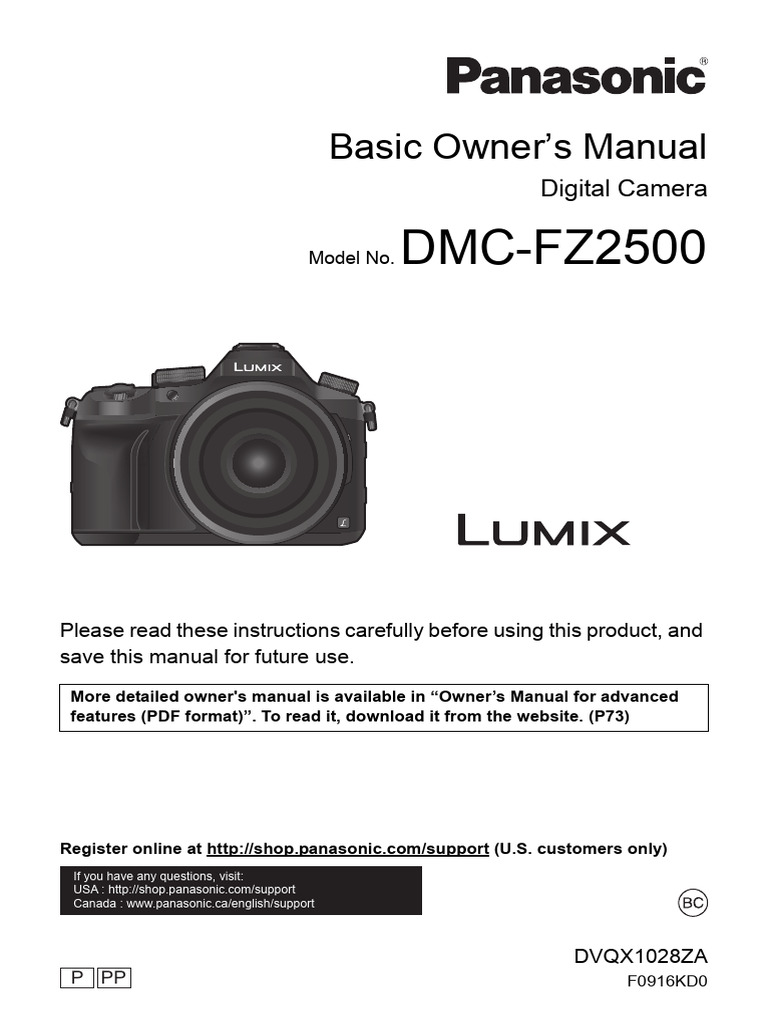 dmc-fz2500 Basic Manual | PDF | Shutter Speed | Shutter (Photography)
