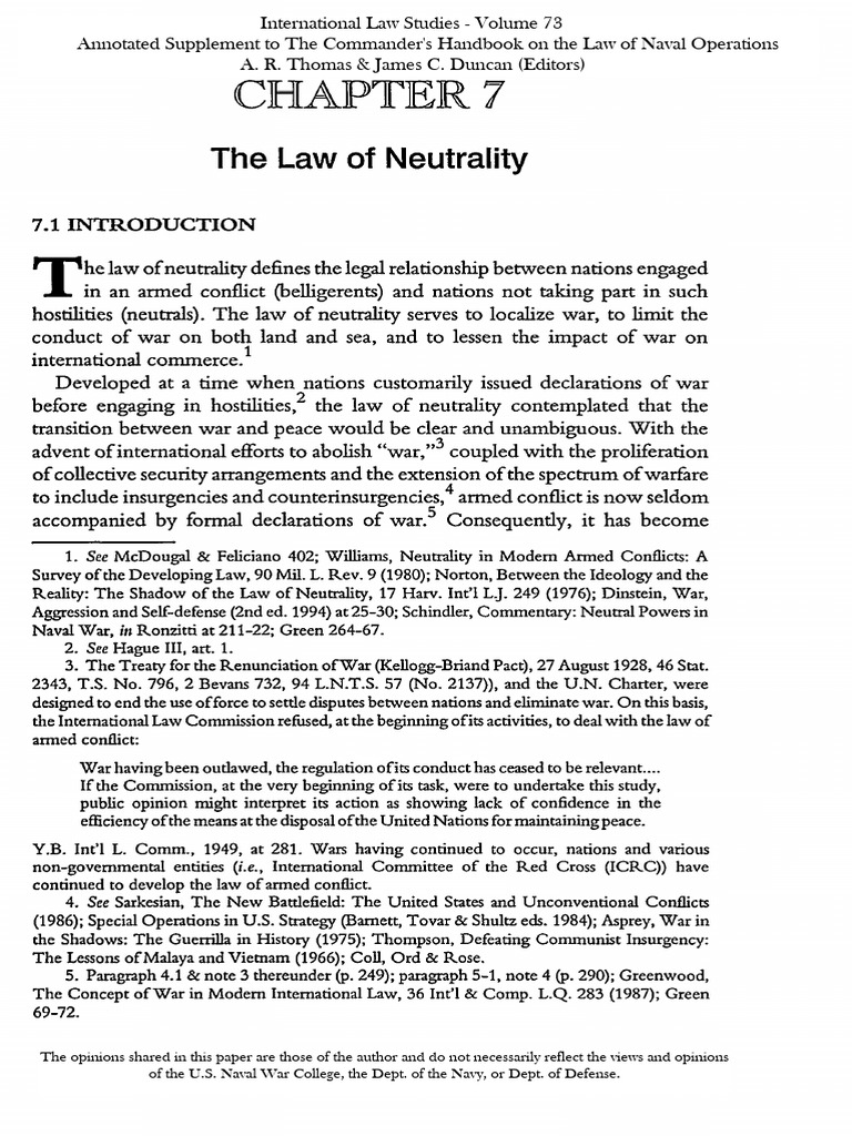 Understanding the Law of Neutrality | PDF | Military | International ...