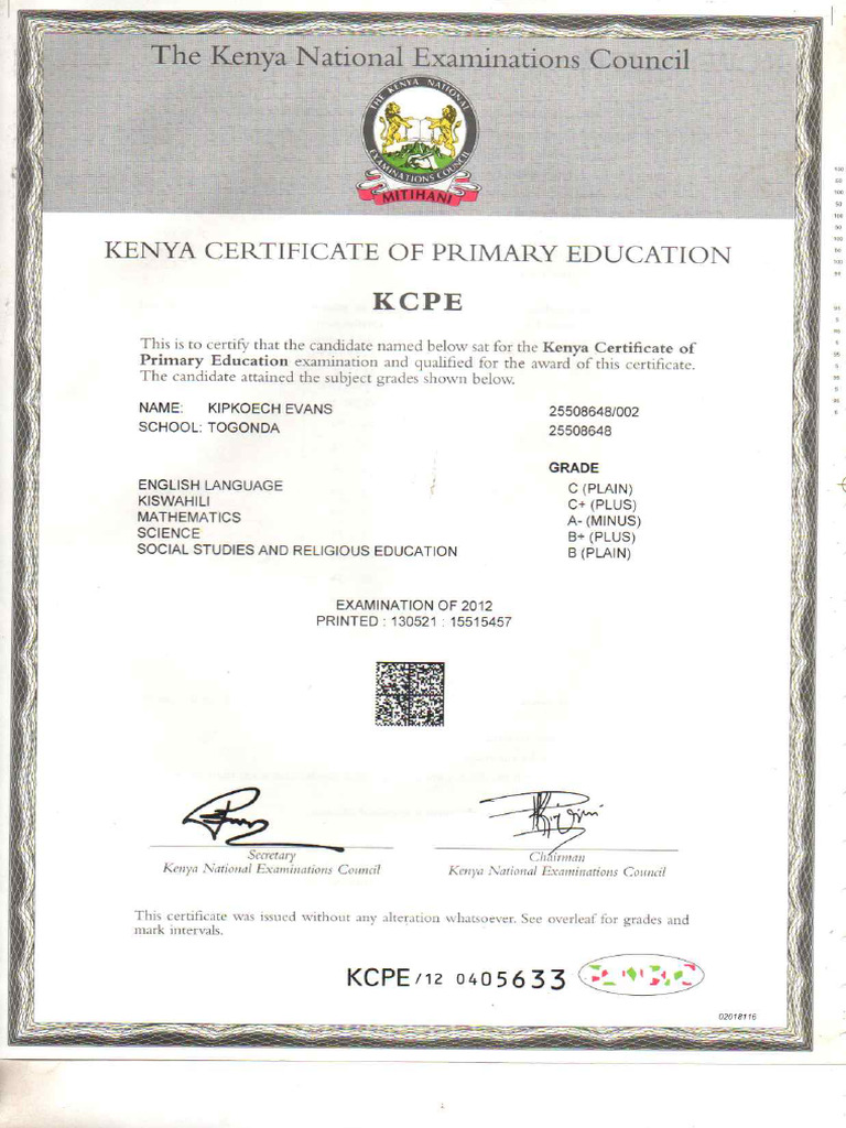 Kcpe Cert | PDF