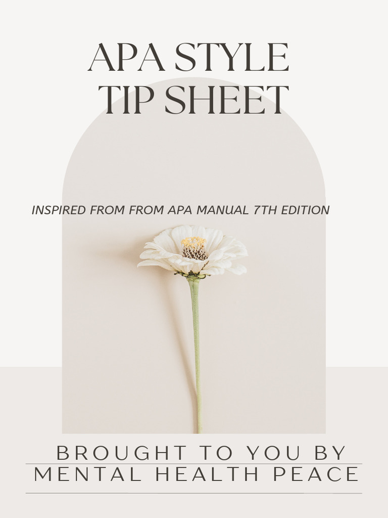 APA Style Tip Sheet | PDF | Apa Style | Psychology