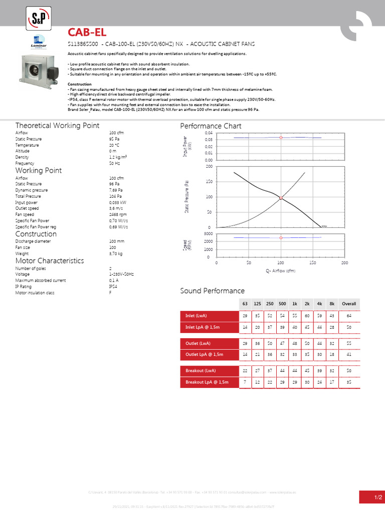 CAB-100-EL (230V5060HZ) NX (5113865500) - Acoustic Cabinet Fans-3116 | PDF | Mechanical ...