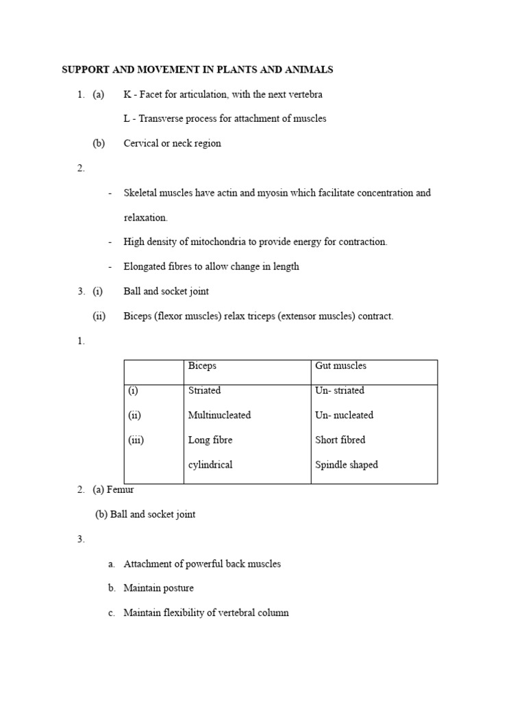 Bio 4 Marking Scheme | Download Free PDF | Vertebra | Muscle