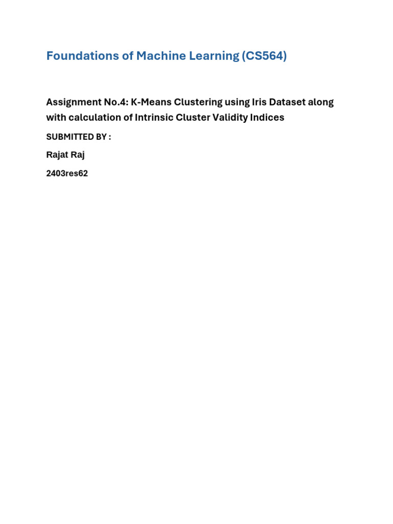 2403res62 - CS564 - Assignment - 4 - K-Means-Iris - Intrinsic - CVIs | PDF | Data Mining ...