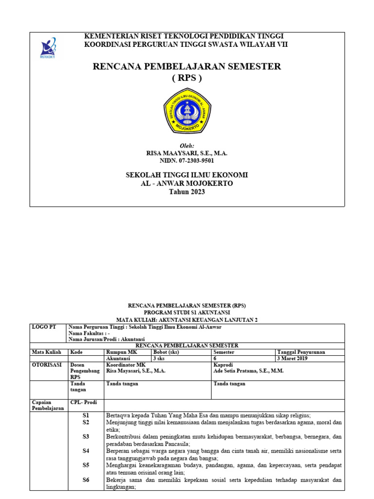 RPS AKL 2 Rizki | PDF | Karier & Perkembangan | Seni