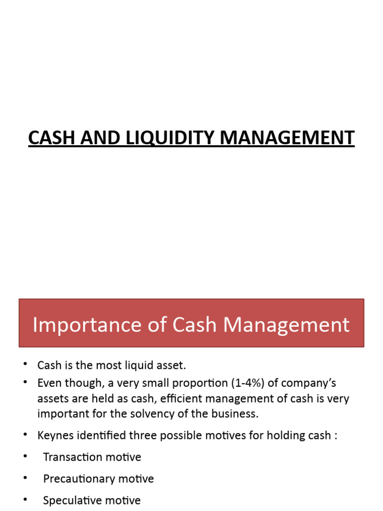 Cash and Liquidity Management | PDF | Cash | Budget