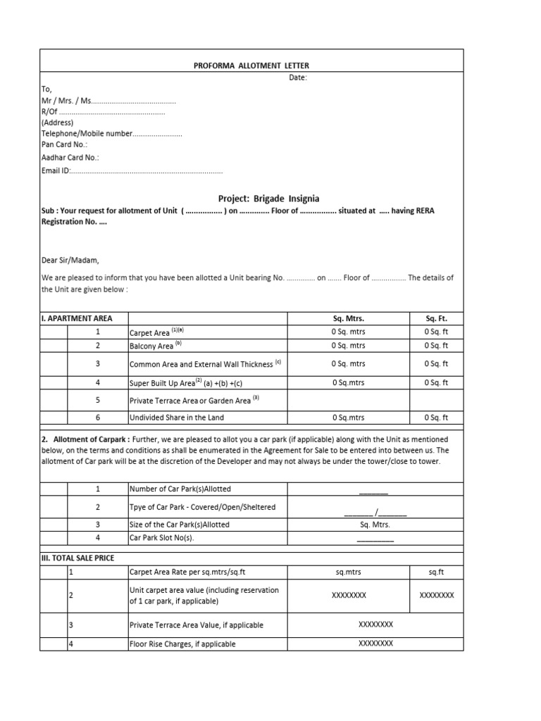 Brigade Insignia Proforma Allotment | Download Free PDF | Value Added ...