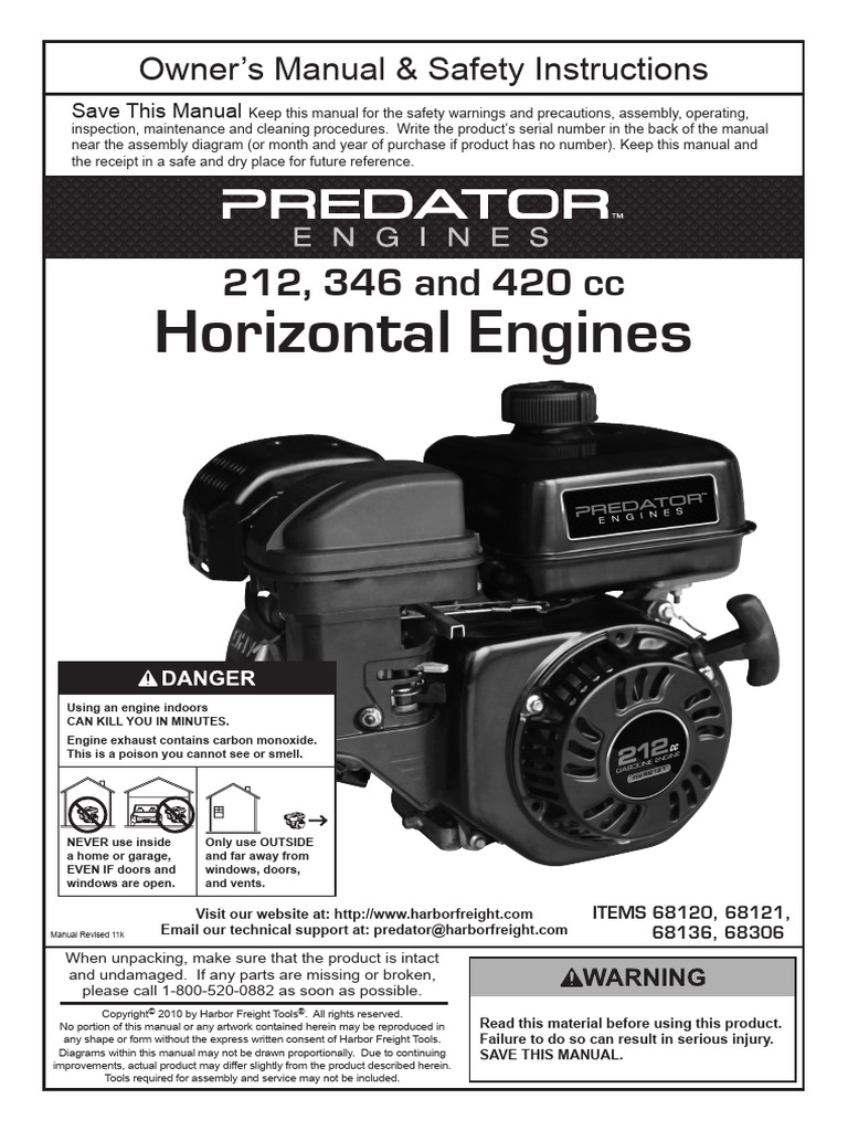 PREDATOR 212 346 and 420 CC Horizontal Engines User Manual | PDF ...