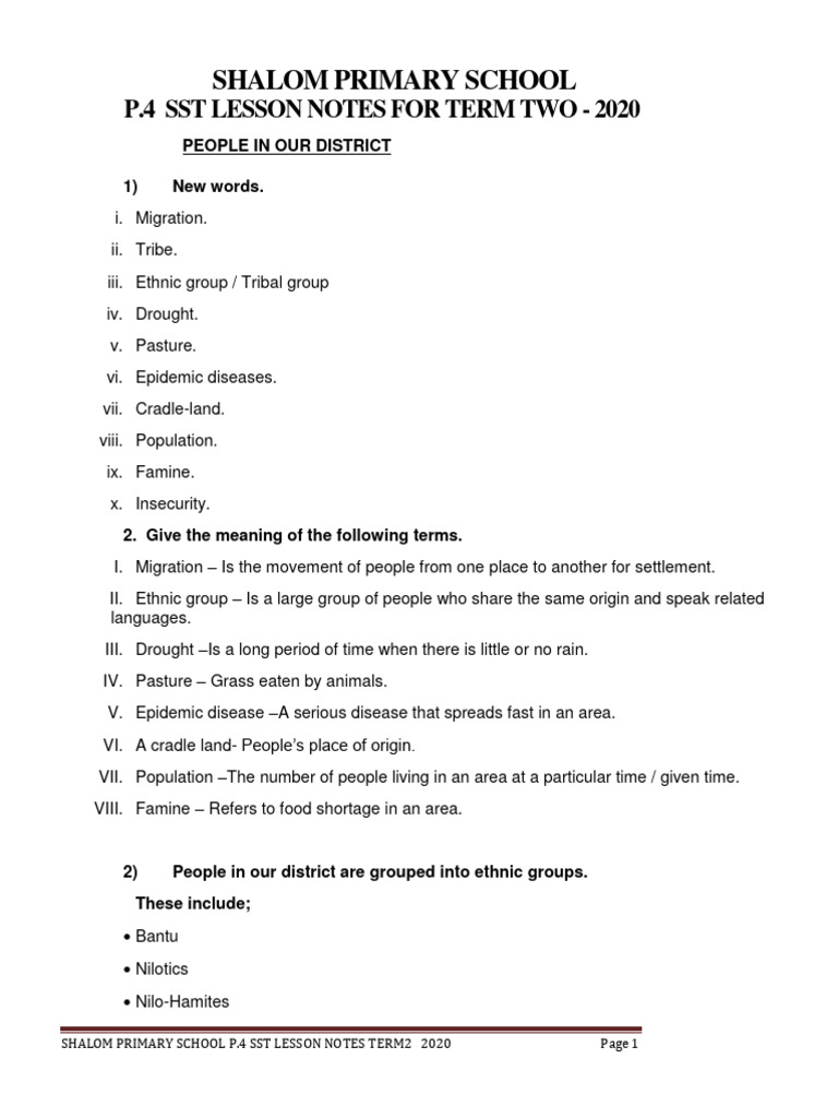 P.4 SST Term 2 Notes: District People | PDF | Cost Of Living | Urbanization
