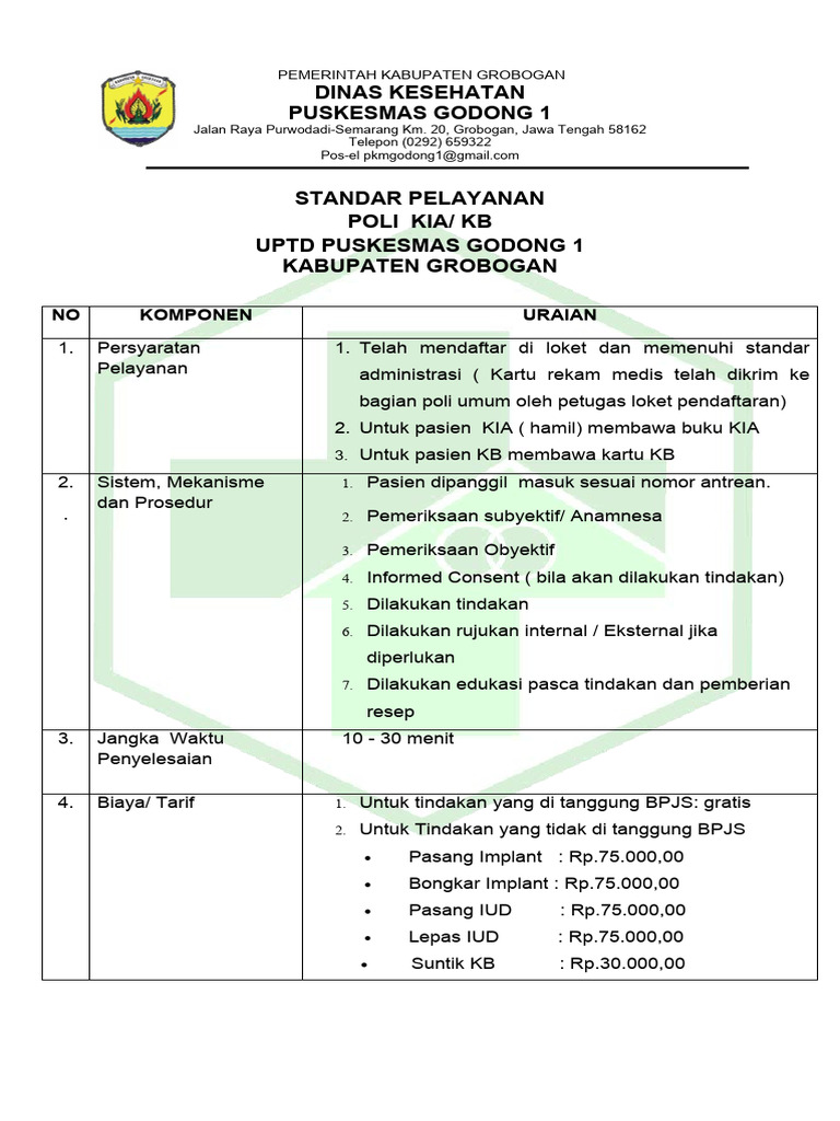 5 .Standar Pelayanan Poli Kia KB | PDF