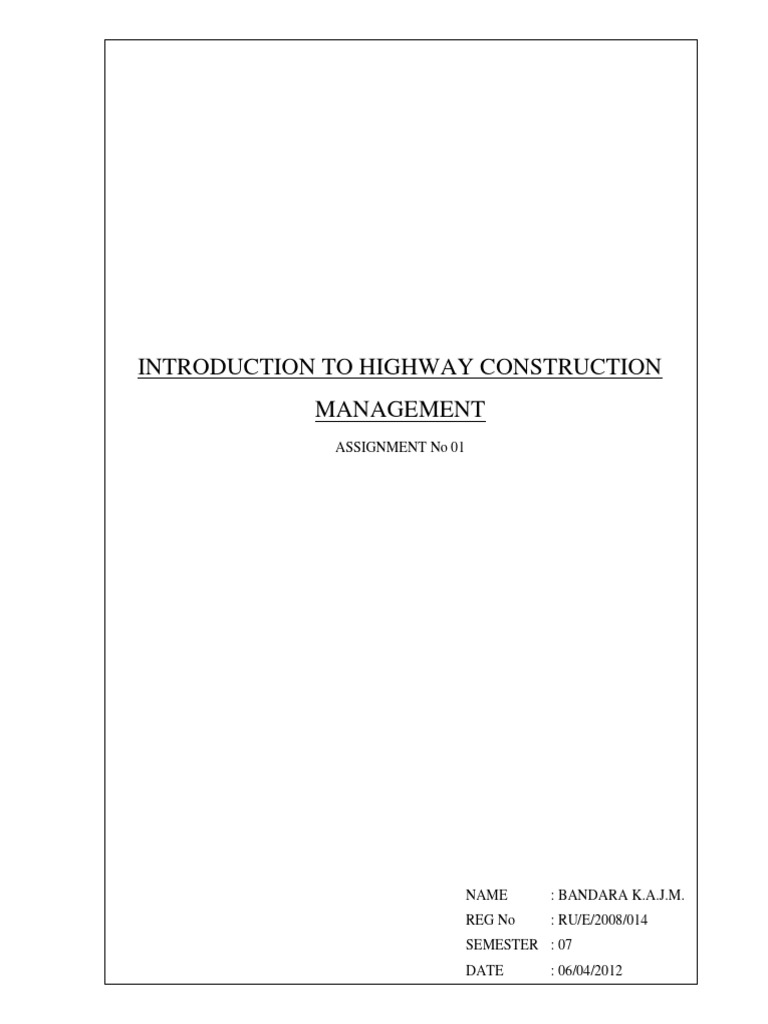 Introduction To Highway Construction Management | PDF | Strategic ...
