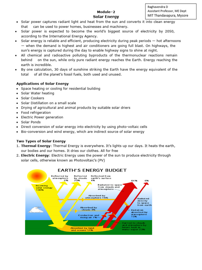 Module-2 Solar Energy | PDF | Solar Energy | Solar Cell