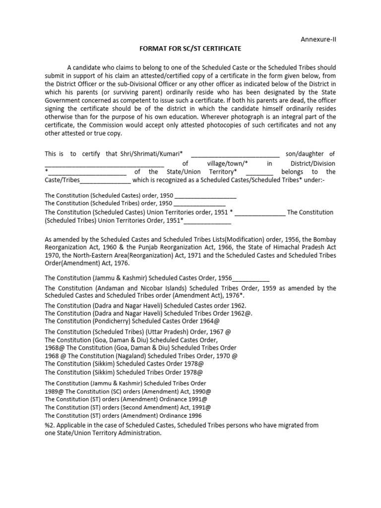 ST Certificate Format | Download Free PDF | Government Of India ...