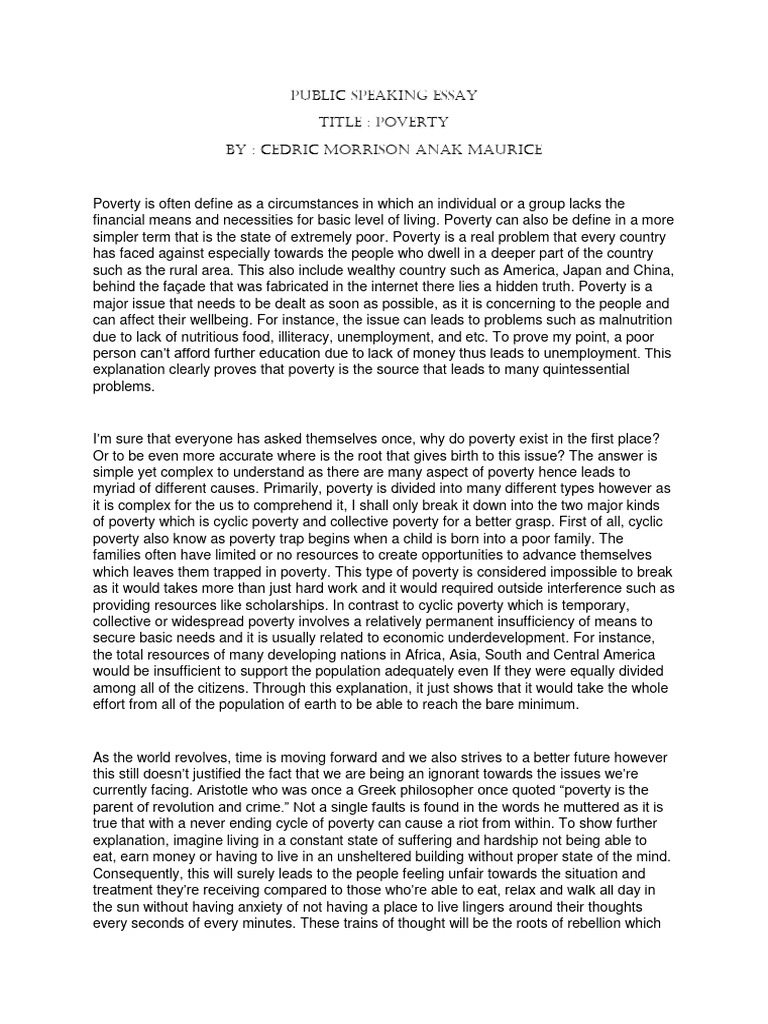 POVERTY ESSAY | PDF | Poverty | Poverty & Homelessness