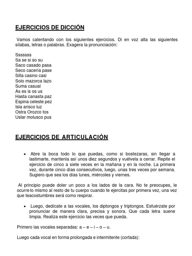 Guía de Ejercicios Vocales | PDF | Vocal | Fonética