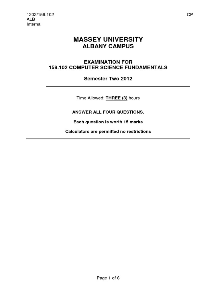 Computer Science Fundamentals Exam 2012 | PDF | Character Encoding ...