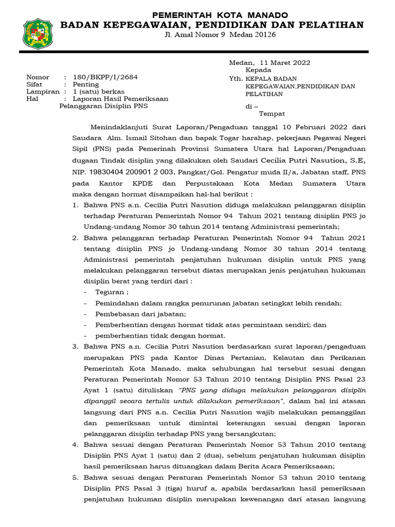 Telaahan Staf Riyani Kaligis | PDF