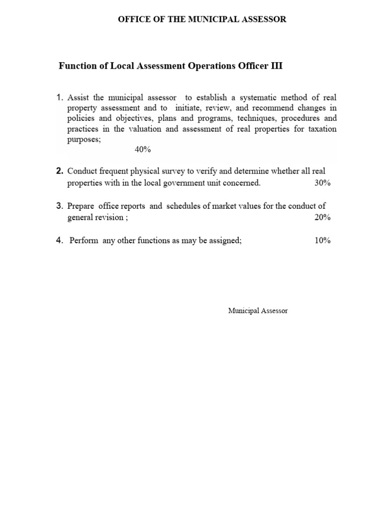 Local Assessment Operations Officer III Duties | PDF | Real Estate ...