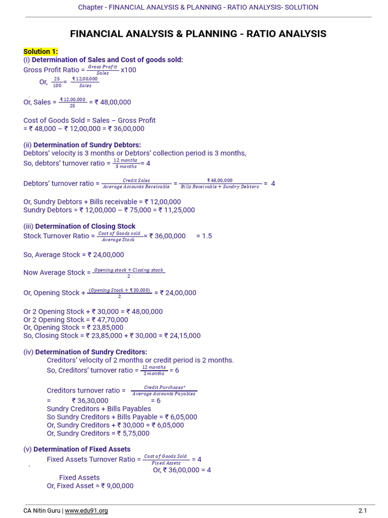 Financial Ratio Analysis Solutions | PDF | Equity (Finance) | Balance Sheet