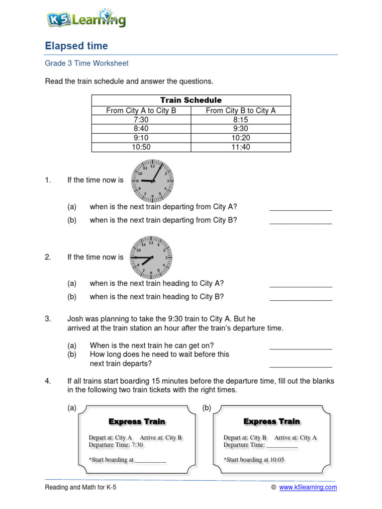 Grade 3 Elapsed Time e | PDF