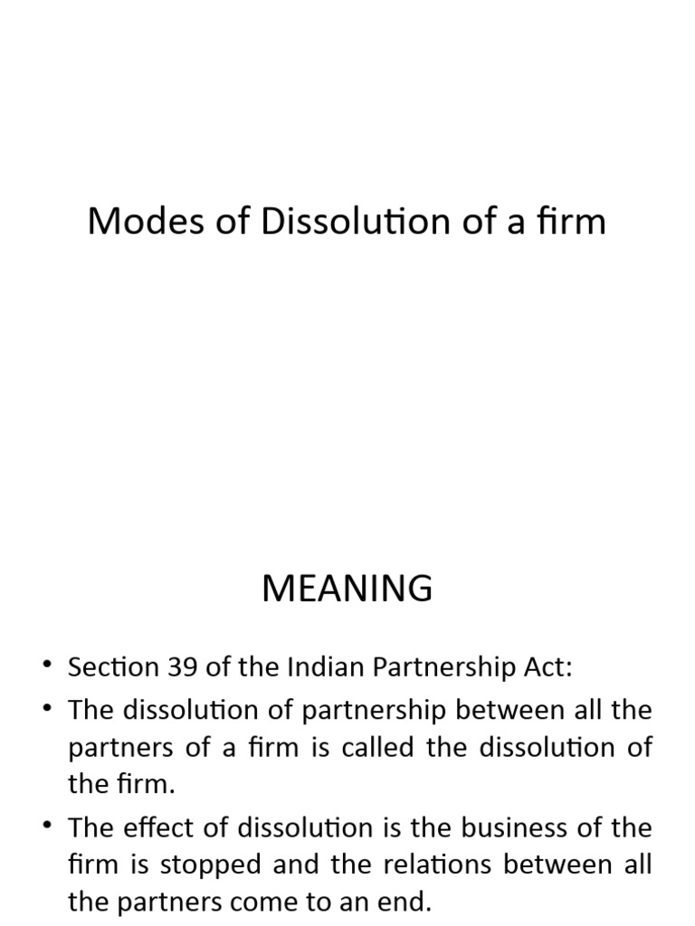 Modes of Dissolution of A Firm | PDF | Partnership | Justice