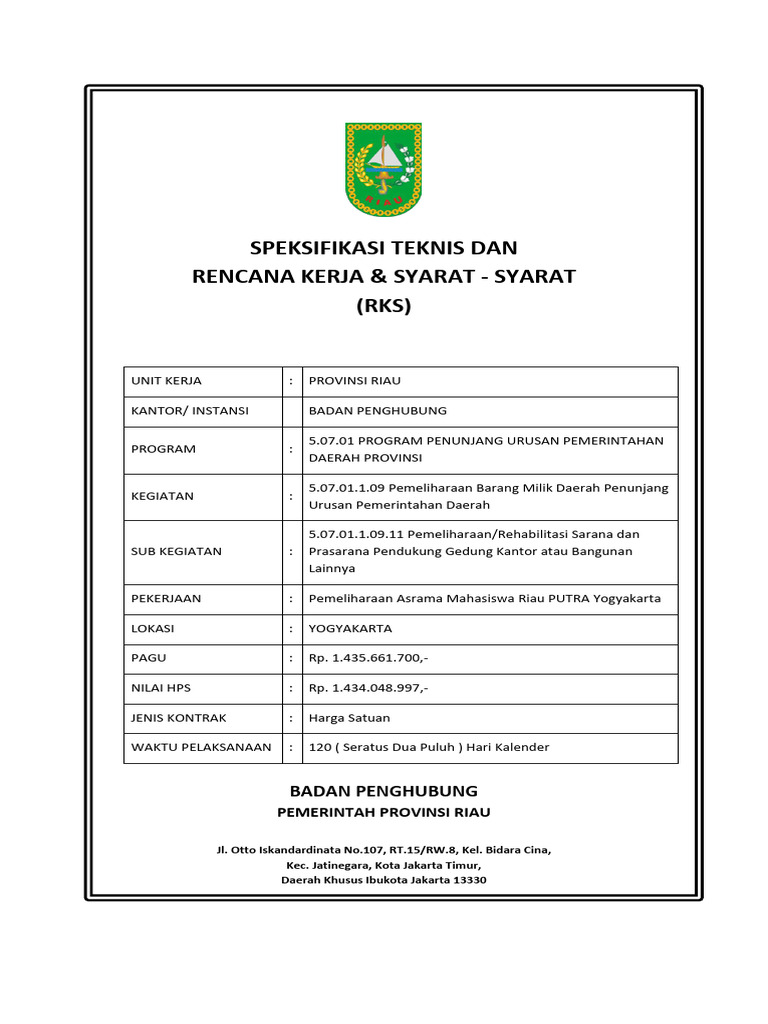Spesifikasi Teknis Dan RKS ASPURA RIAU210222A Rev1 | PDF