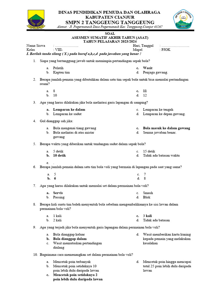 Soal Asat Kelas 8 | PDF