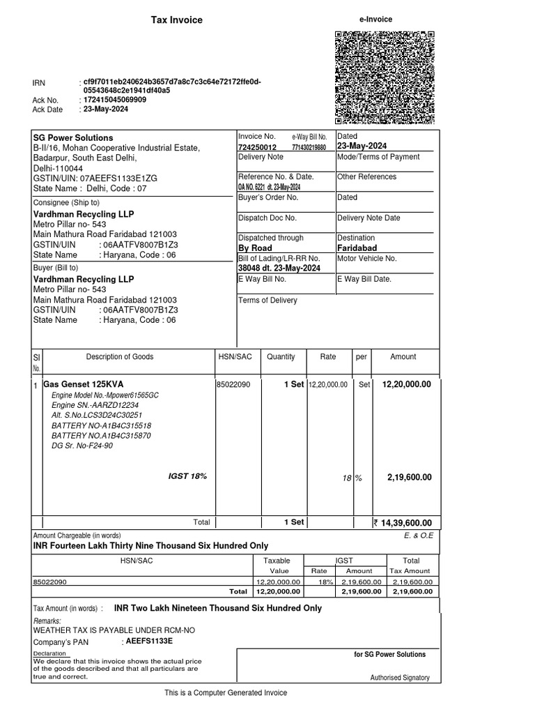 Invoice Vardhman | PDF | Taxation | Economies