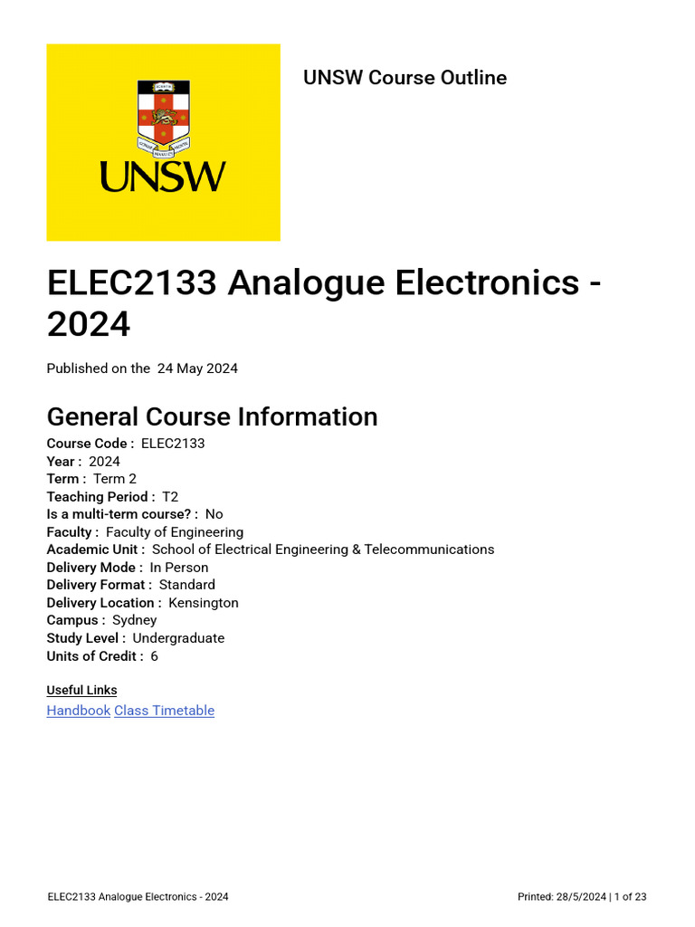 CO ELEC2133 1 2024 Term2 T2 InPerson Standard Kensington | PDF ...
