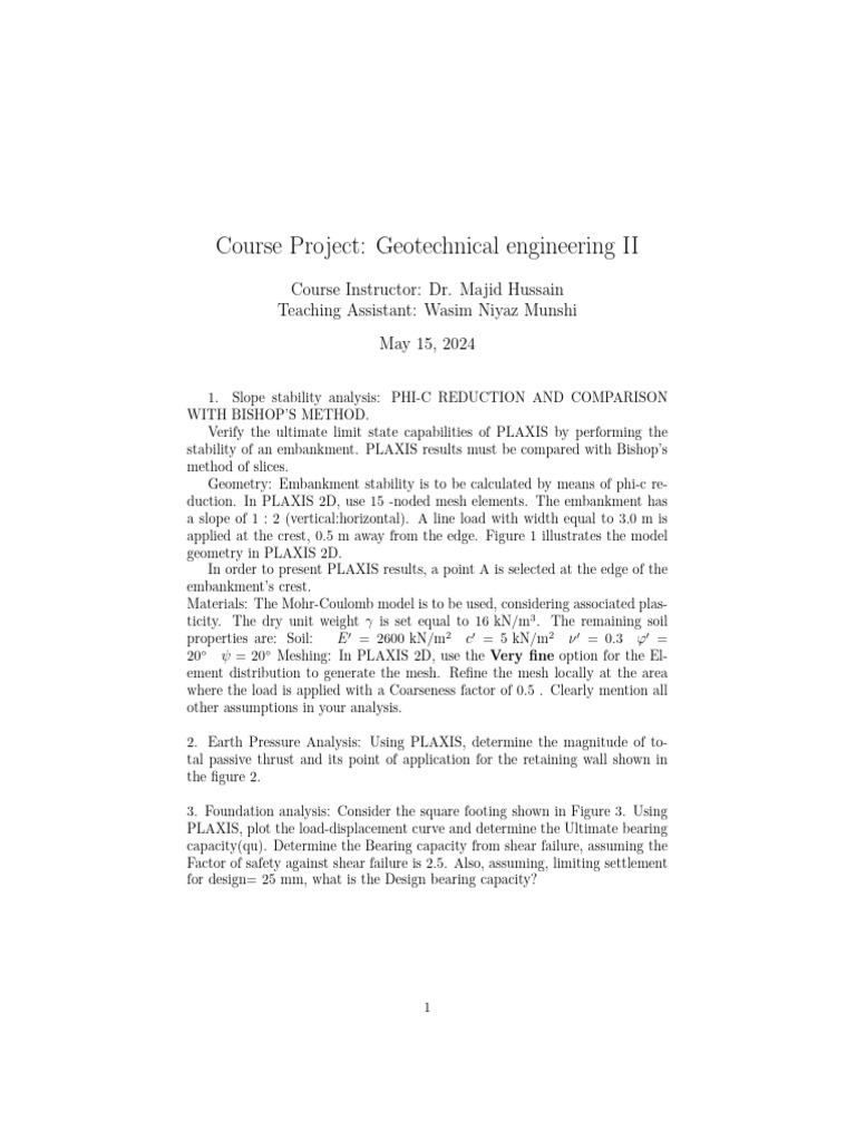 Course Project Geotech II | PDF | Geotechnical Engineering | Solid Mechanics