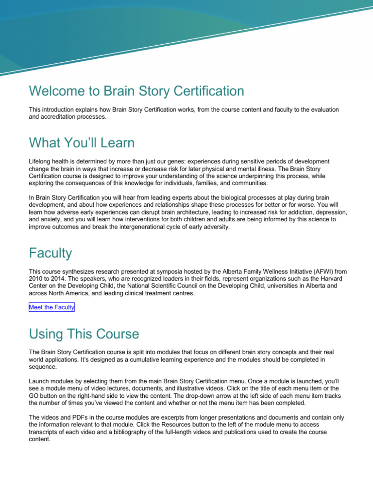 M01-01 Welcome To Brain Story Certification - 2020 | PDF | Risk ...