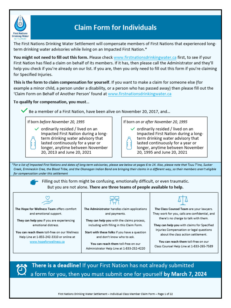 Individual Claim Form Final English Final FILLABLE | PDF | Cheque | Money