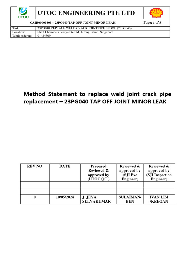 Cair00003803 - Method Statement | PDF | Nondestructive Testing | Welding