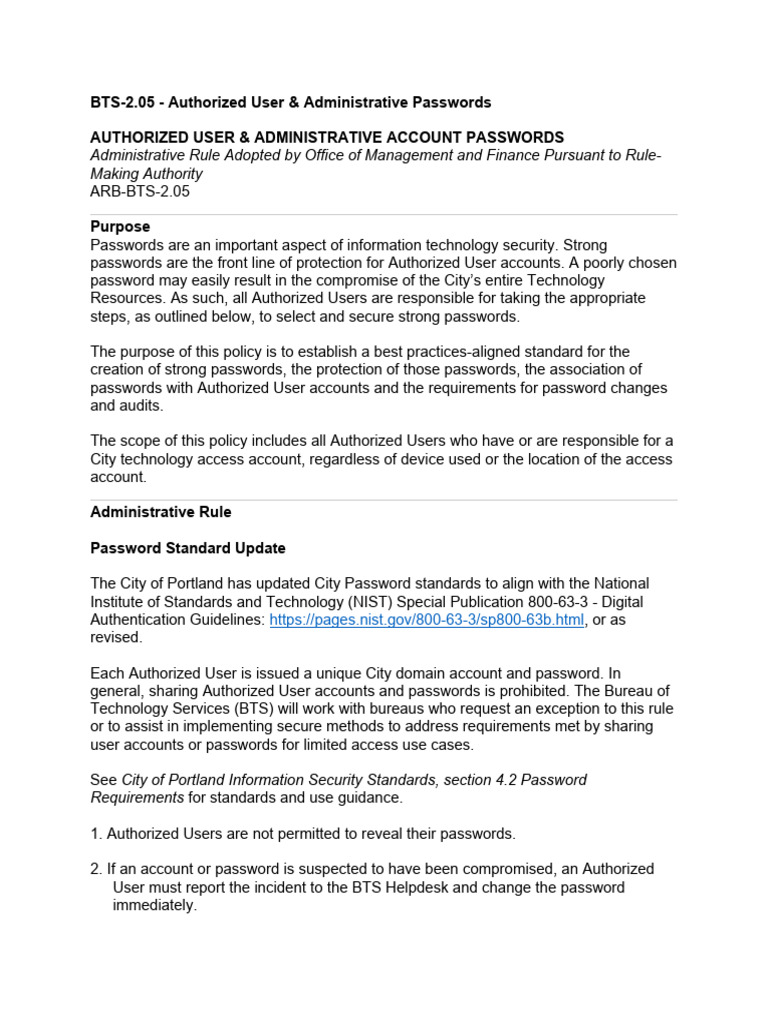 Bts 2.05 Authorized User Administrative Passwords | Download Free PDF ...