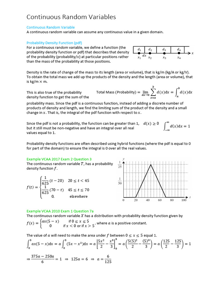 Continuous Random Variables | PDF | Probability Density Function | Probability Distribution