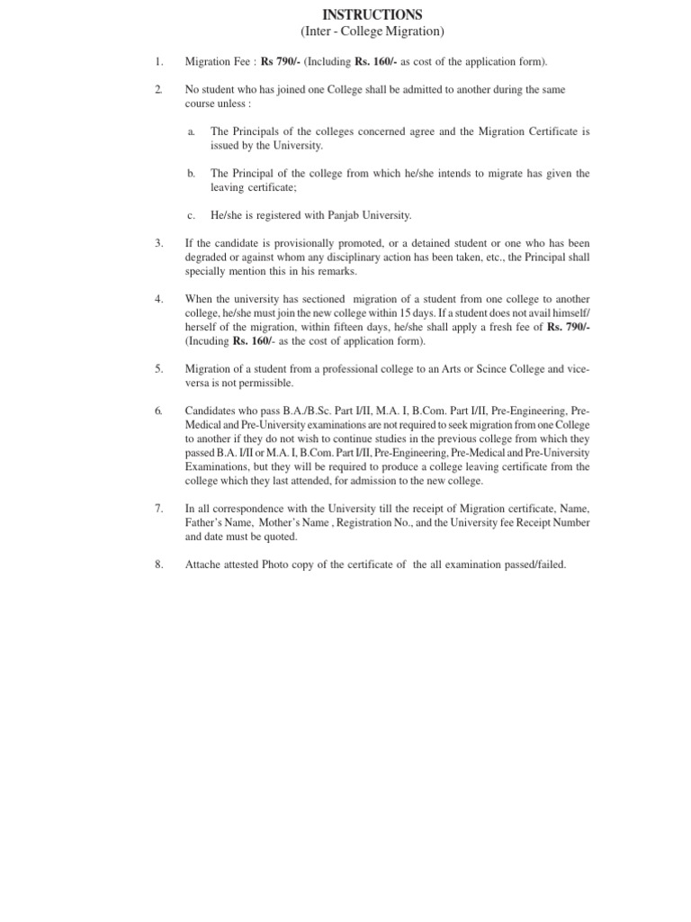 Inter-College Migration Application Guide | PDF | Finance & Money ...