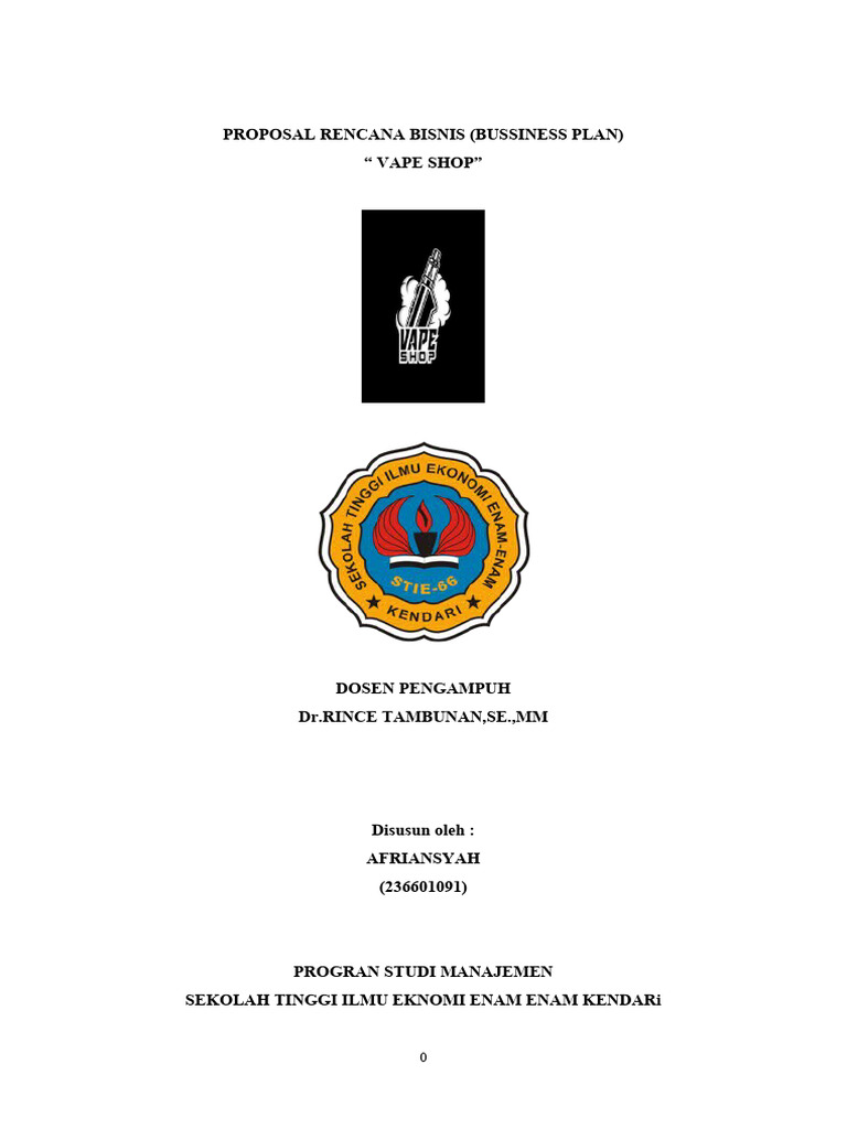 Proposal Rencana Bisns Vape Store | PDF