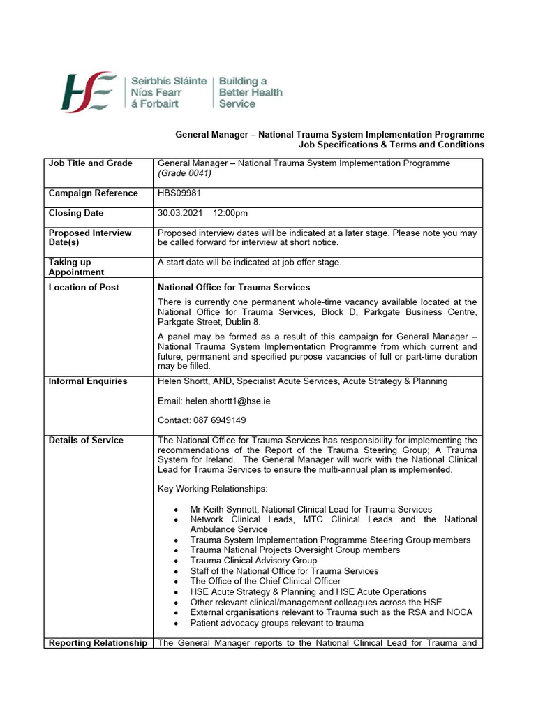 hbs09981 Job Specification | PDF | Occupational Safety And Health | Safety