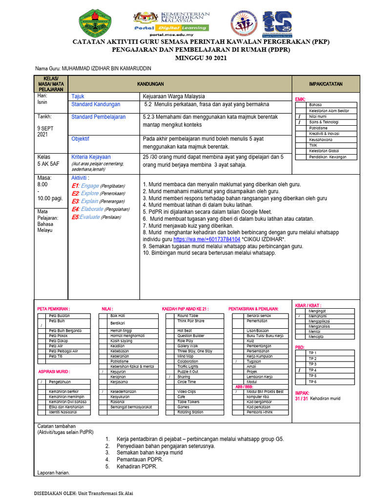 Aktiviti PdPR Guru Semasa PKP | PDF